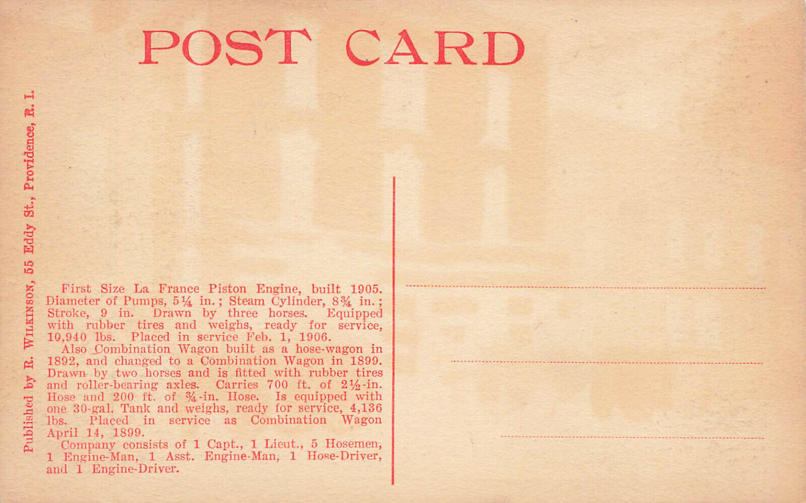 Providence RI Fire Department Engine Company #13 Horse & Fire Wagons ...