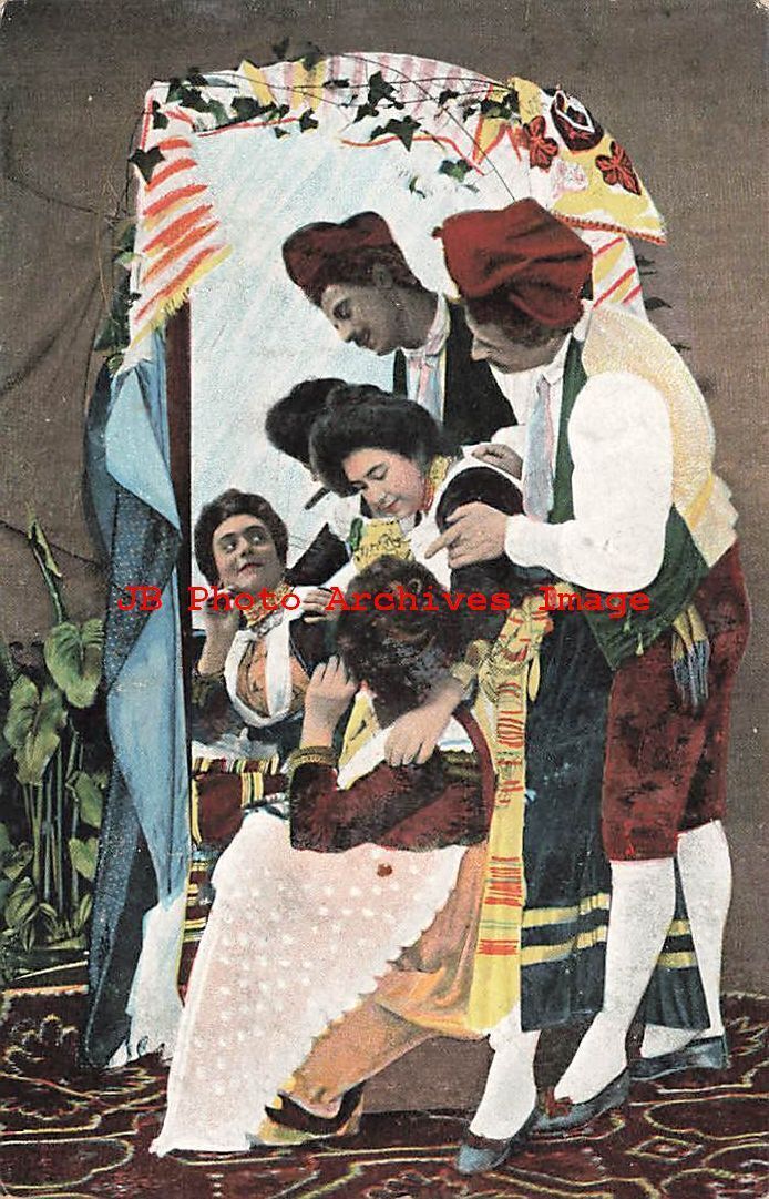 Italian Native Folklore Costume, Two Men with Four Women, E. Ragozino ...