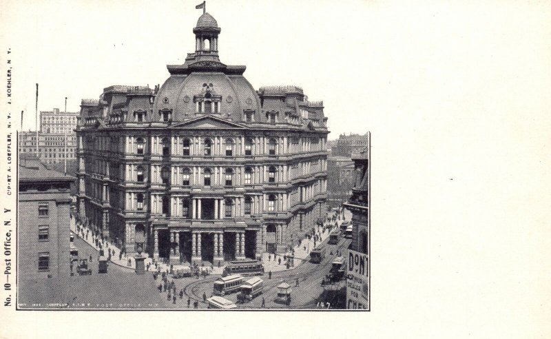 Vintage Postcard 1900's Post Office Historical Building New York NY ...