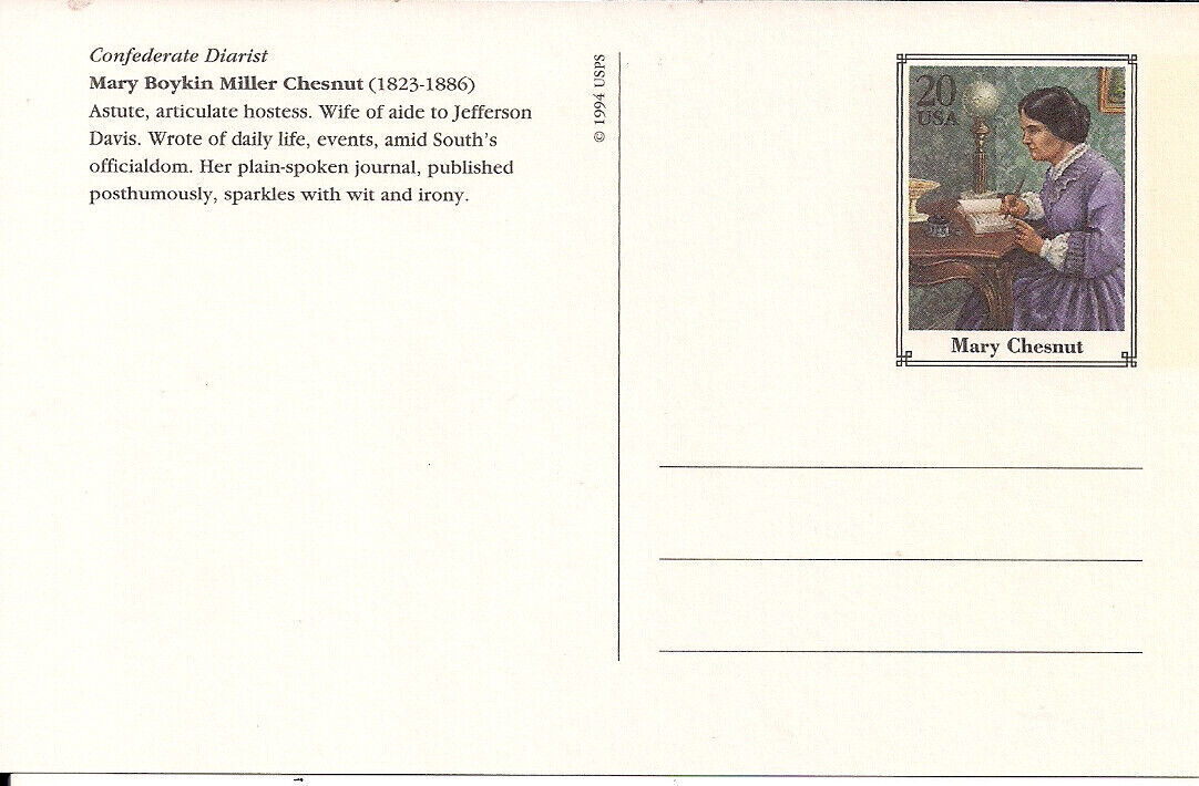 American Civil War, Mary Chestnut, Confederate Diarist, 1994 USPS ...