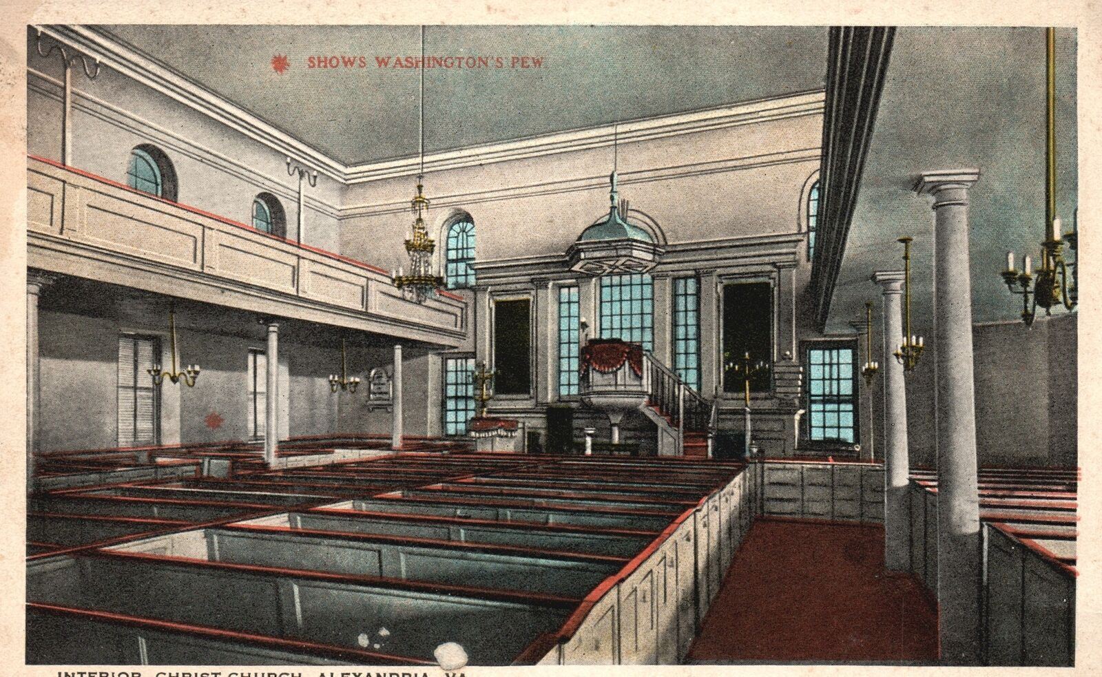 Vintage Postcard Interior Church of Alexandria Virginia VA Religious ...