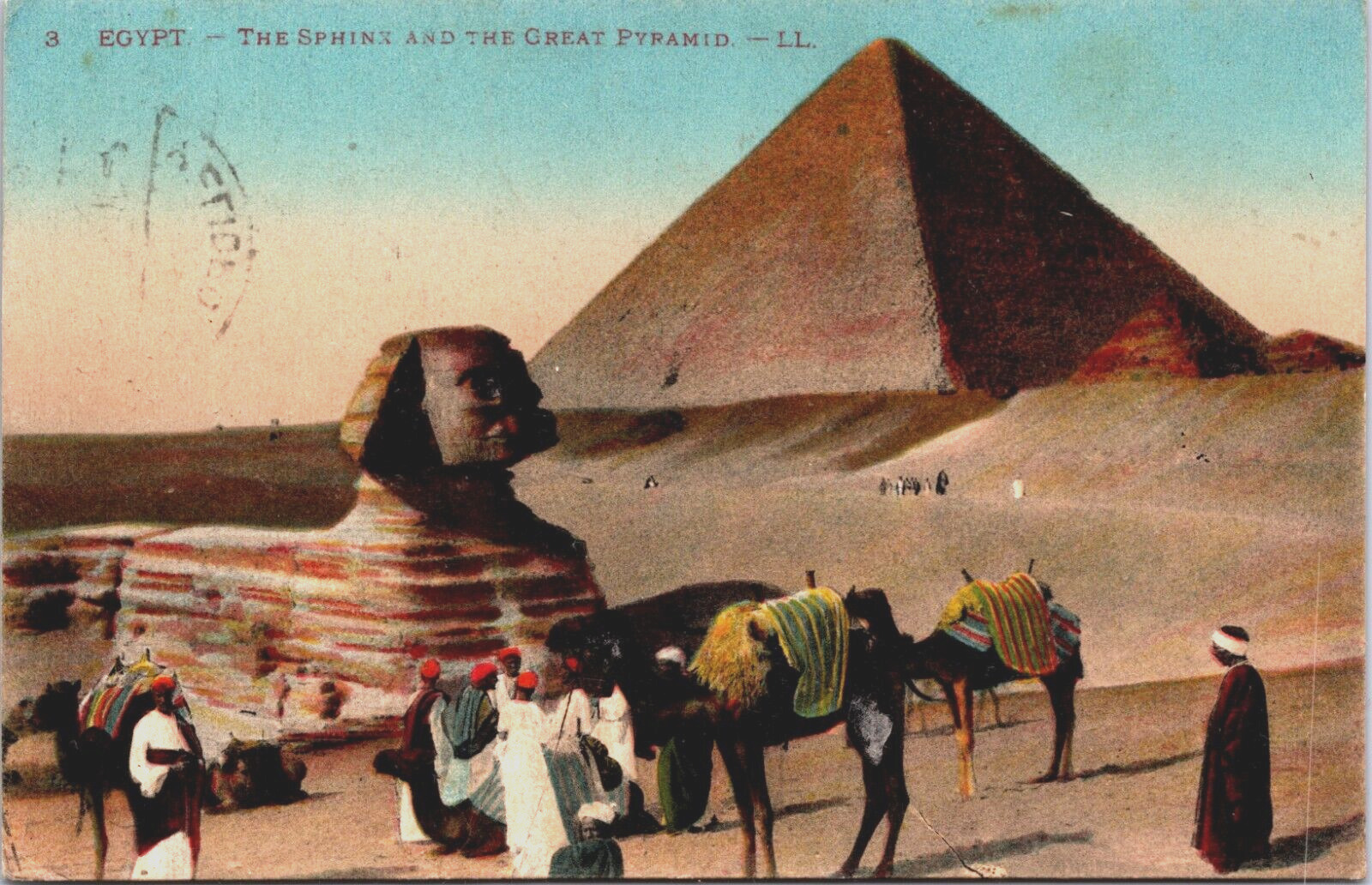 Egypt Great Sphinx of Giza And The Great Pyramid Cairo Vintage Postcard ...