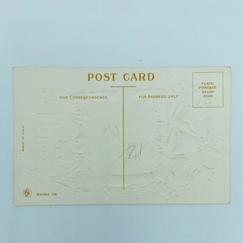 Happy New Year January 1st Silver Bells Embossed Mika Glitter Snow ...