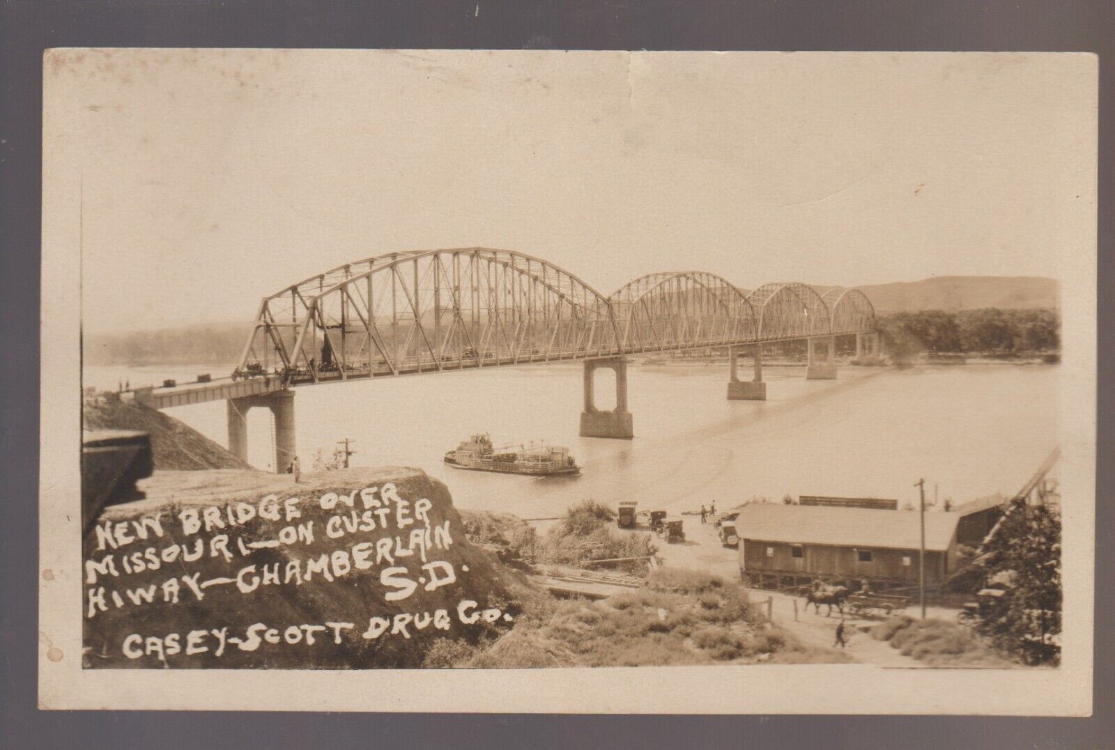Chamberlain SOUTH DAKOTA RPPC c1920s NEW BRIDGE Missouri River CUSTER ...