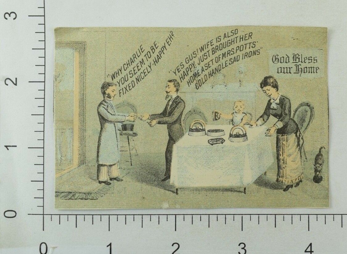 1870's Mrs. Potts Cold Handle Sad Iron Comic Family Victorian Trade ...
