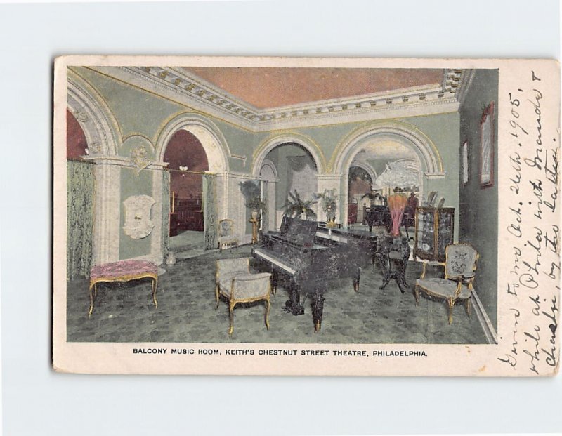 Postcard Balcony Music Room, Keith's Chestnut Street Theatre ...