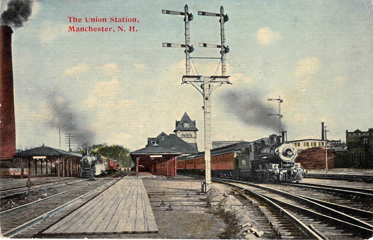 Manchester, New Hampshire Union Railroad Station Trains c1910s Vintage ...