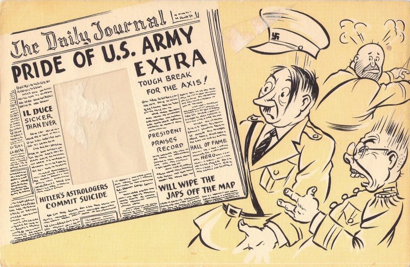 Jumbo WW2 "Pride Of The Army" Comic Hitler Postcard With Cello For ...