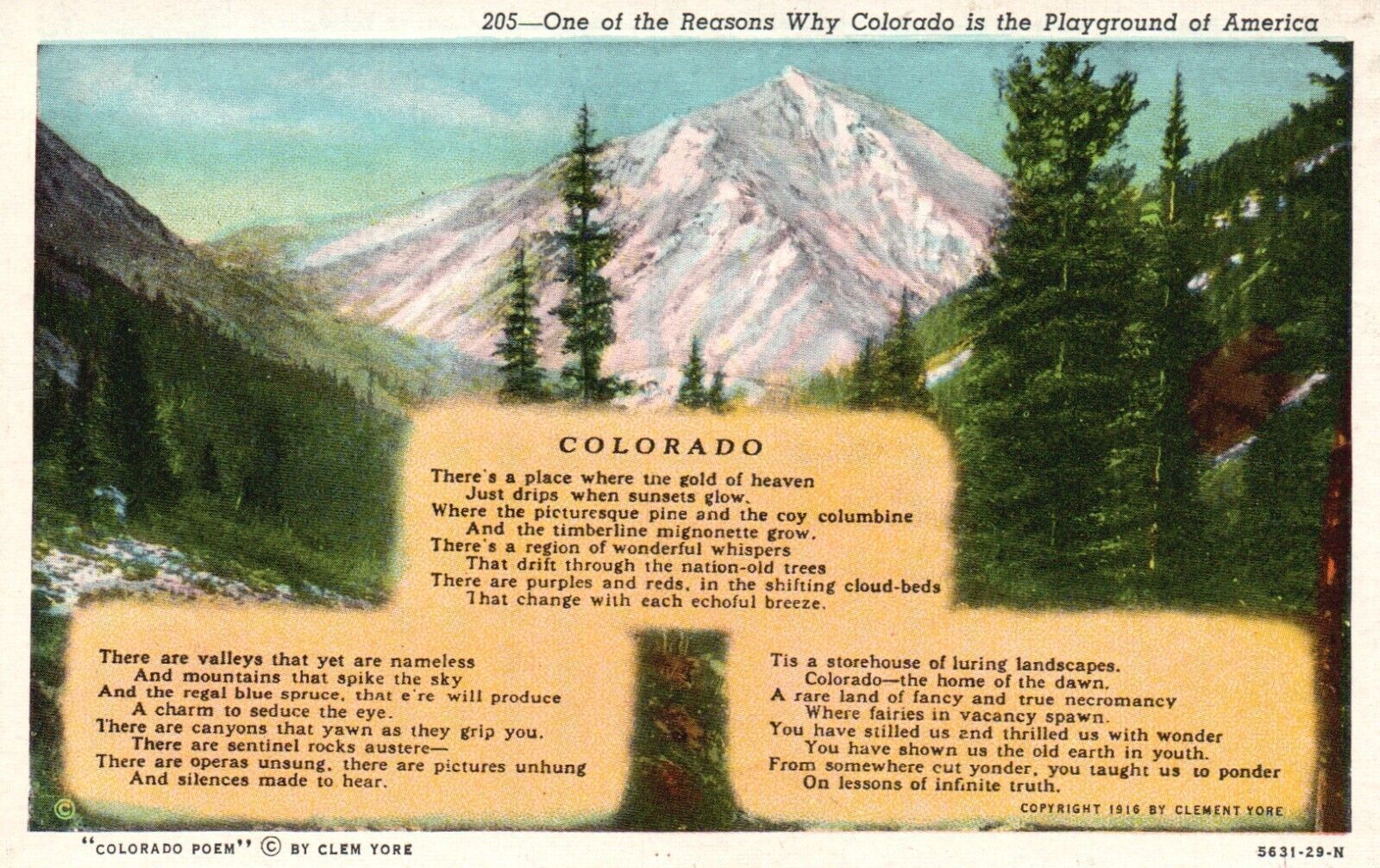 Postcard CO Colorado Poem Playground of America 1949 Linen Vintage PC ...
