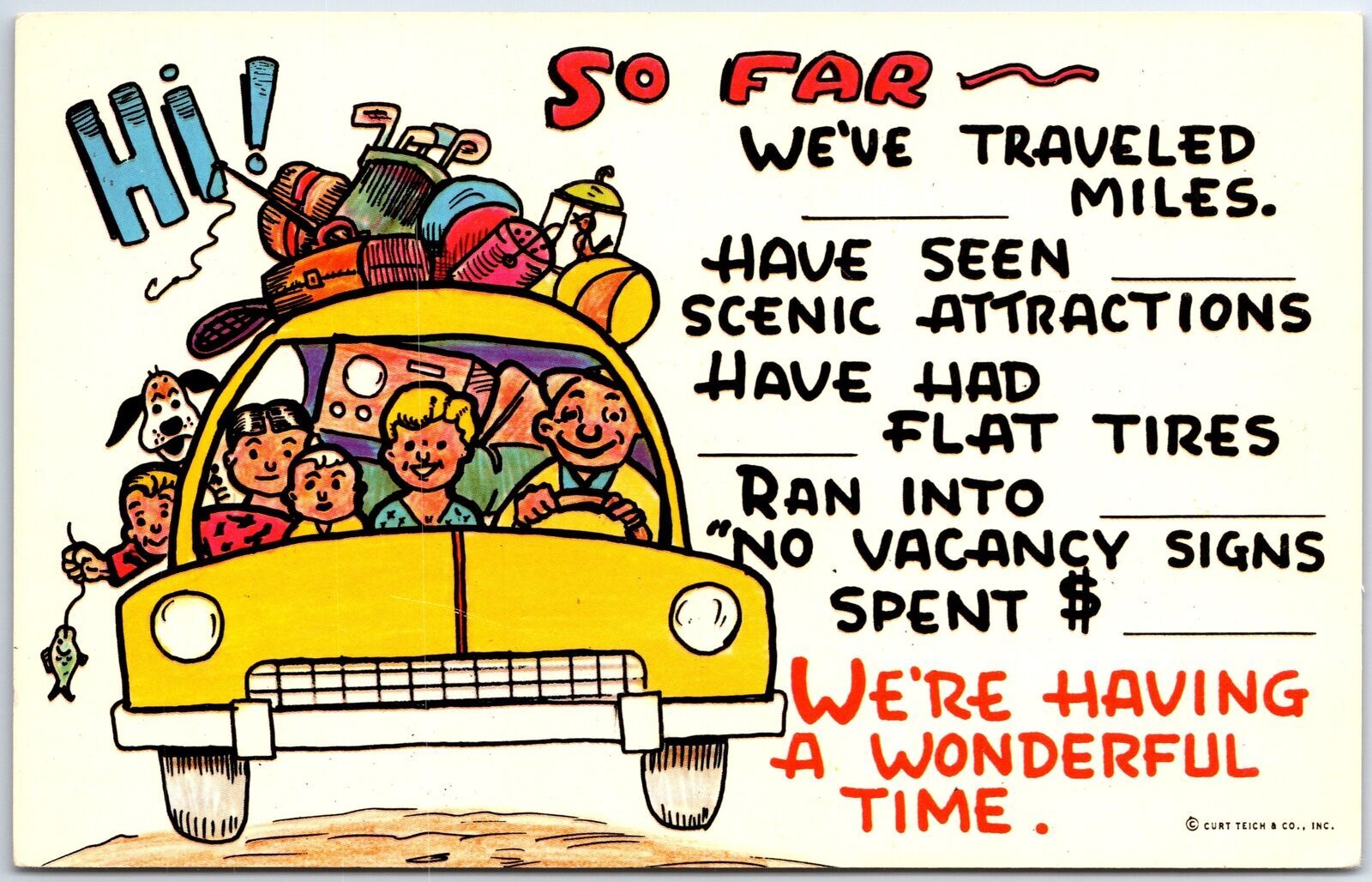 Vintage Postcard "SO Far---" Fill-In-The-Gaps Lazy Travel Card Comical ...