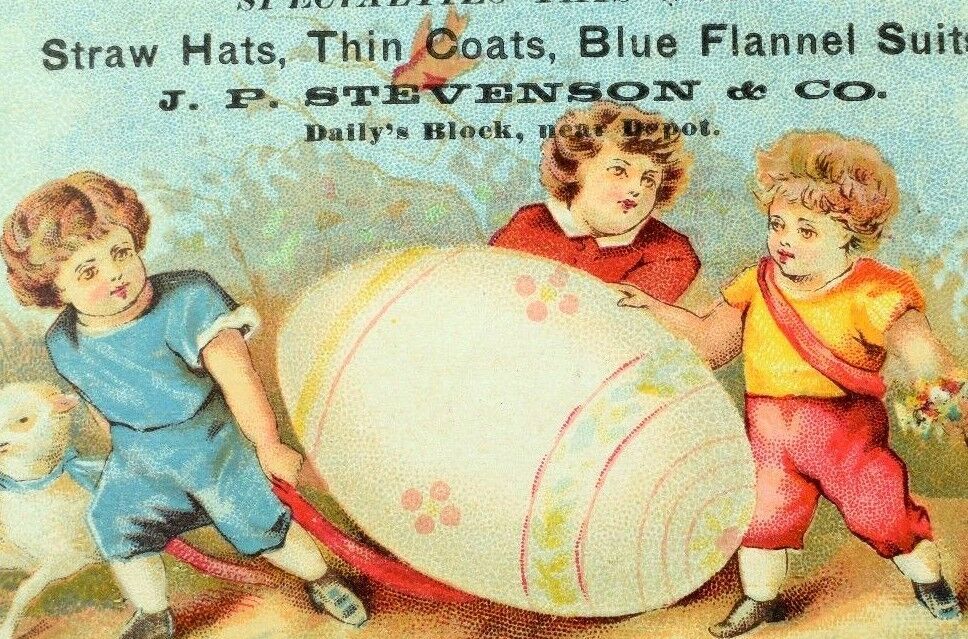 1880's kids Sheep Giant Easter, Egg J.P. Stevenson, Blue Flannel Suits ...