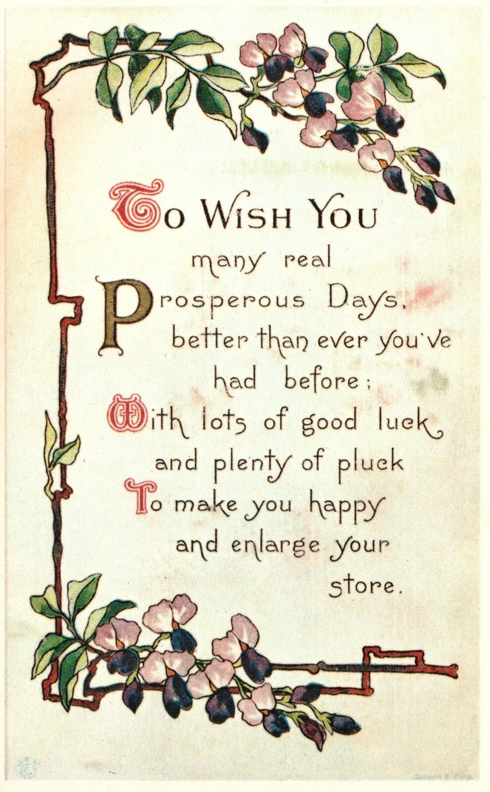 Vintage Postcard To Wish You Many Prosperous Days Better Than Ever Best ...