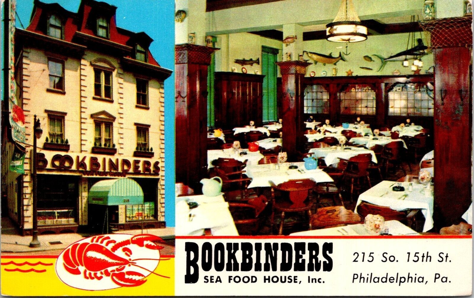 Vintage Postcard Bookbinders SEA Food House at Philadelphia P.a. 1960s ...
