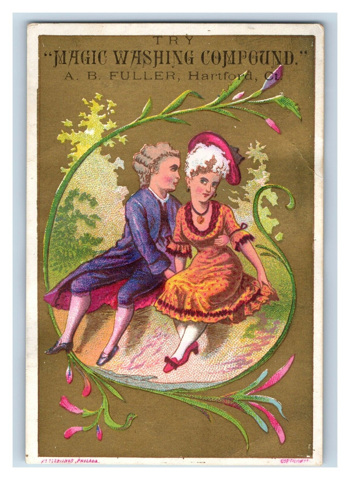 1880s Magic Washing Compound A.B. Fuller Colonial Couple P73 | Ephemera ...