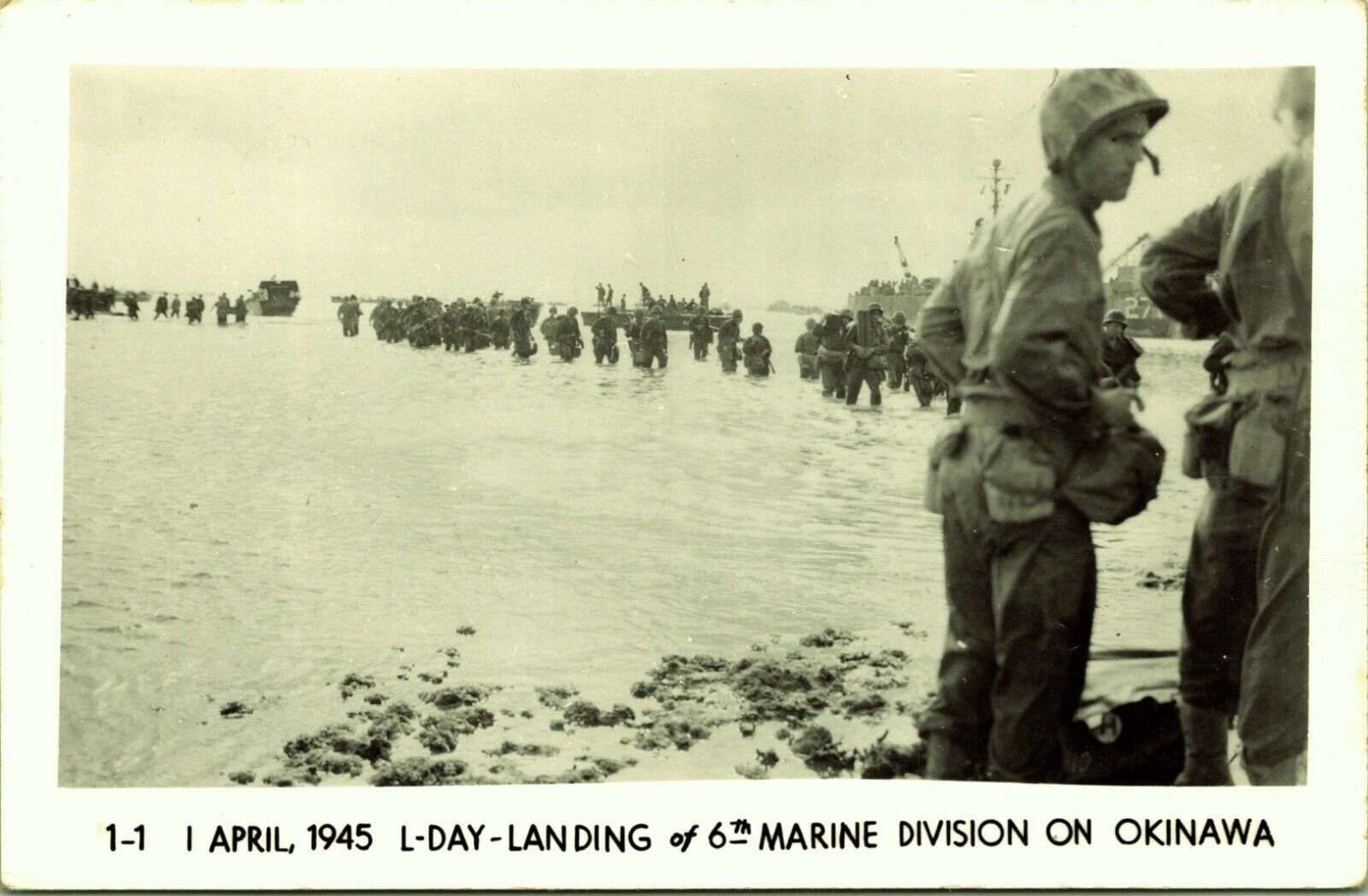 RPPC WW2 L-Day Landing 6th Marine Division Okinawa Japan Real Photo ...