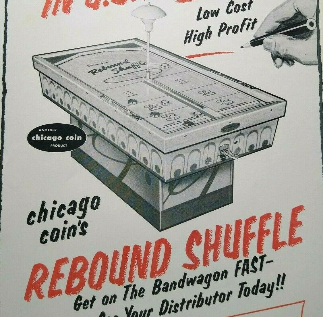 Chicago Coin Rebound Shuffle Arcade FLYER Original Vintage Game Art ...