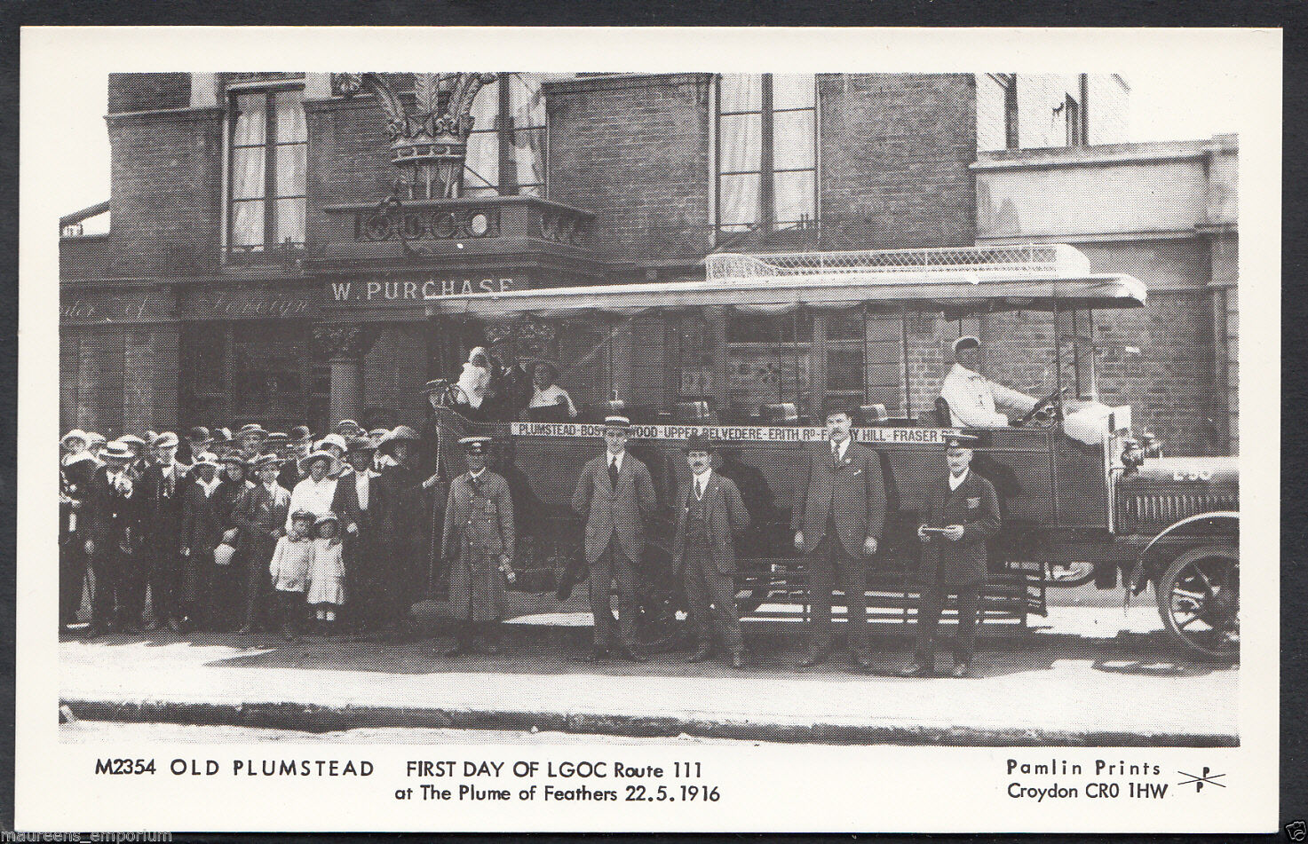 London Postcard - Old Plumstead, First Day of LGOC at Plume of Feathers ...
