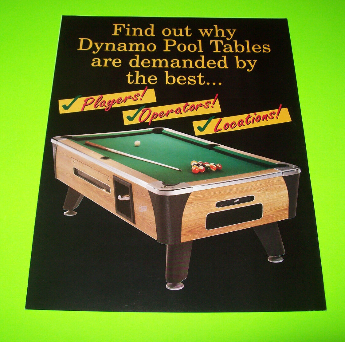 Dynamo Pool Table Foldout Brochure Billiard Table Artwork Retro Vintage ...