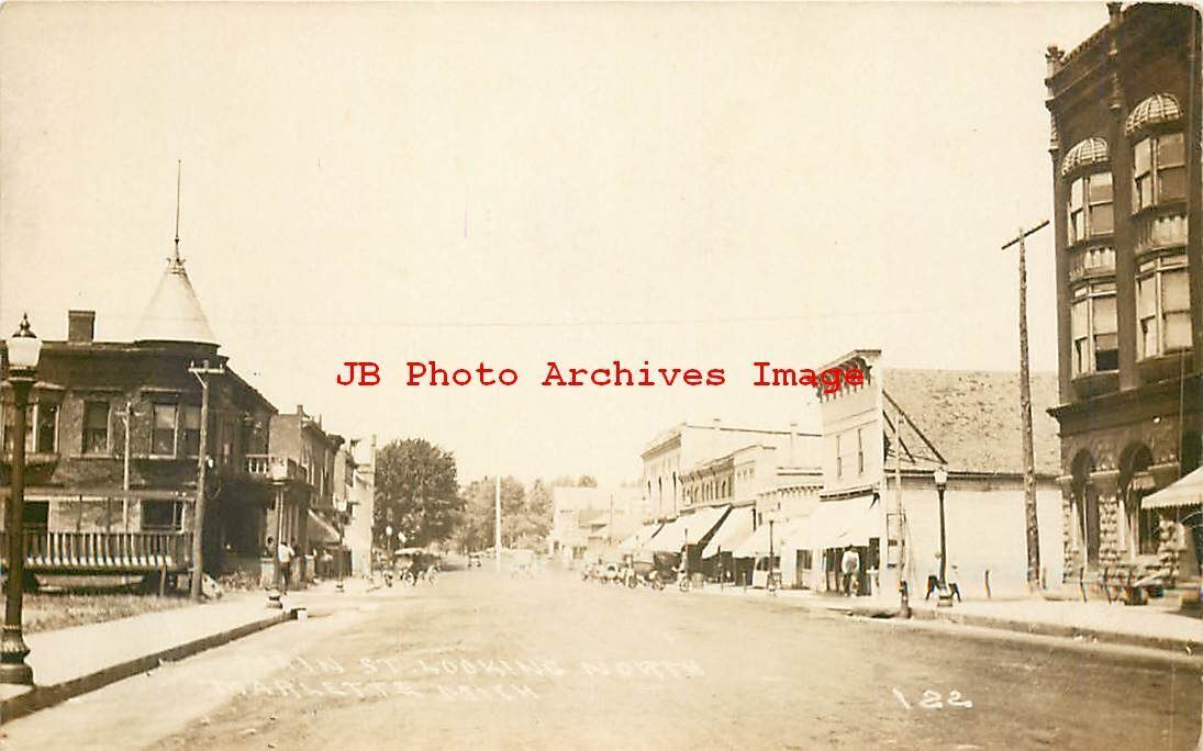 MI, Marlette, Michigan, RPPC, Main Street, Looking North, Business ...