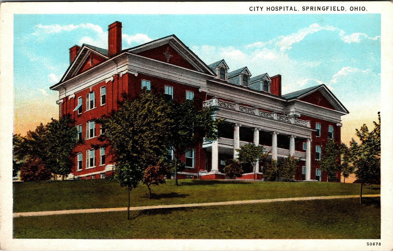 Springfield Ohio City Hospital OH Vintage Postcard White Border ...