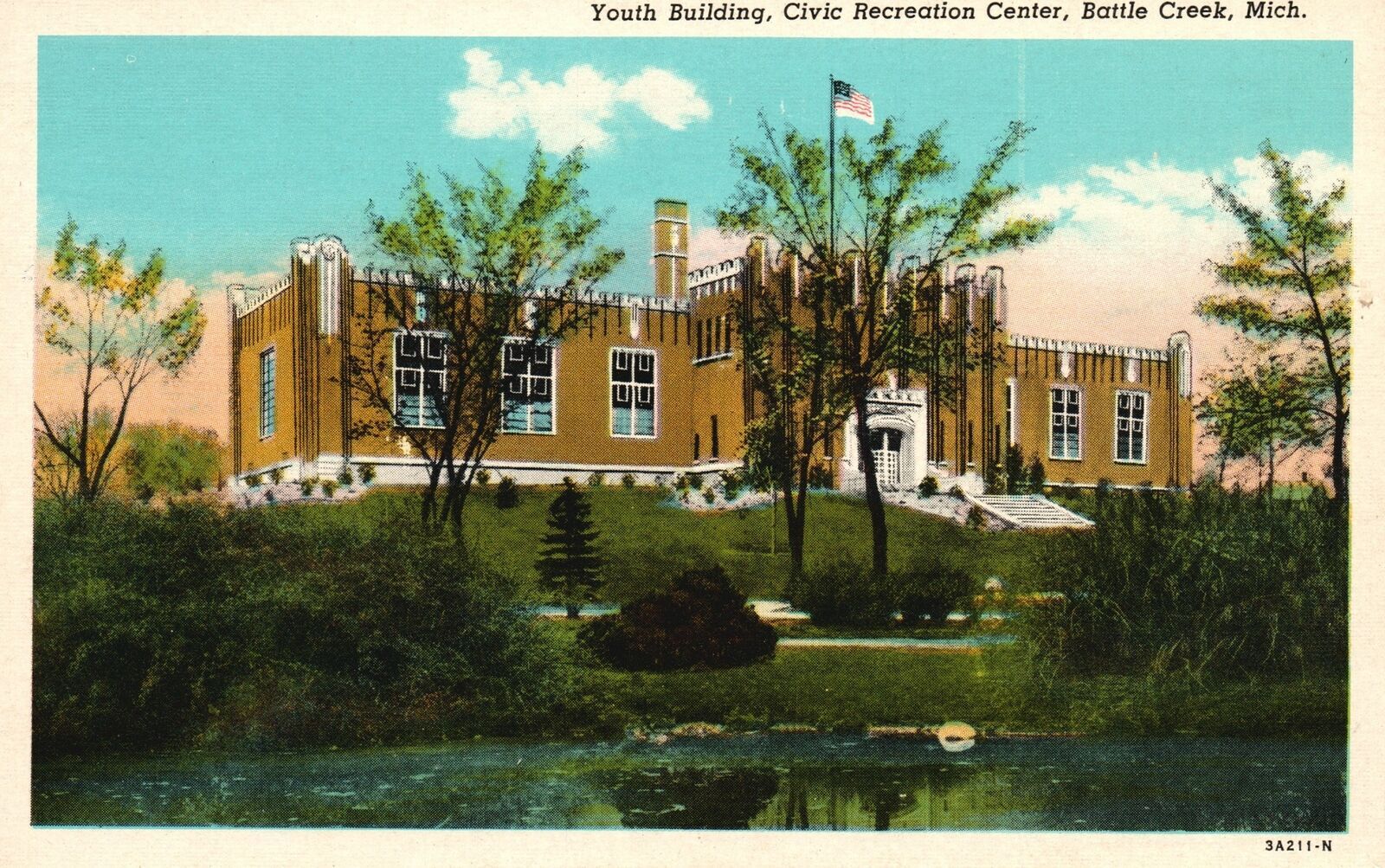 Vintage Postcard 1920's Youth Building Civic Recreation Center Battle ...