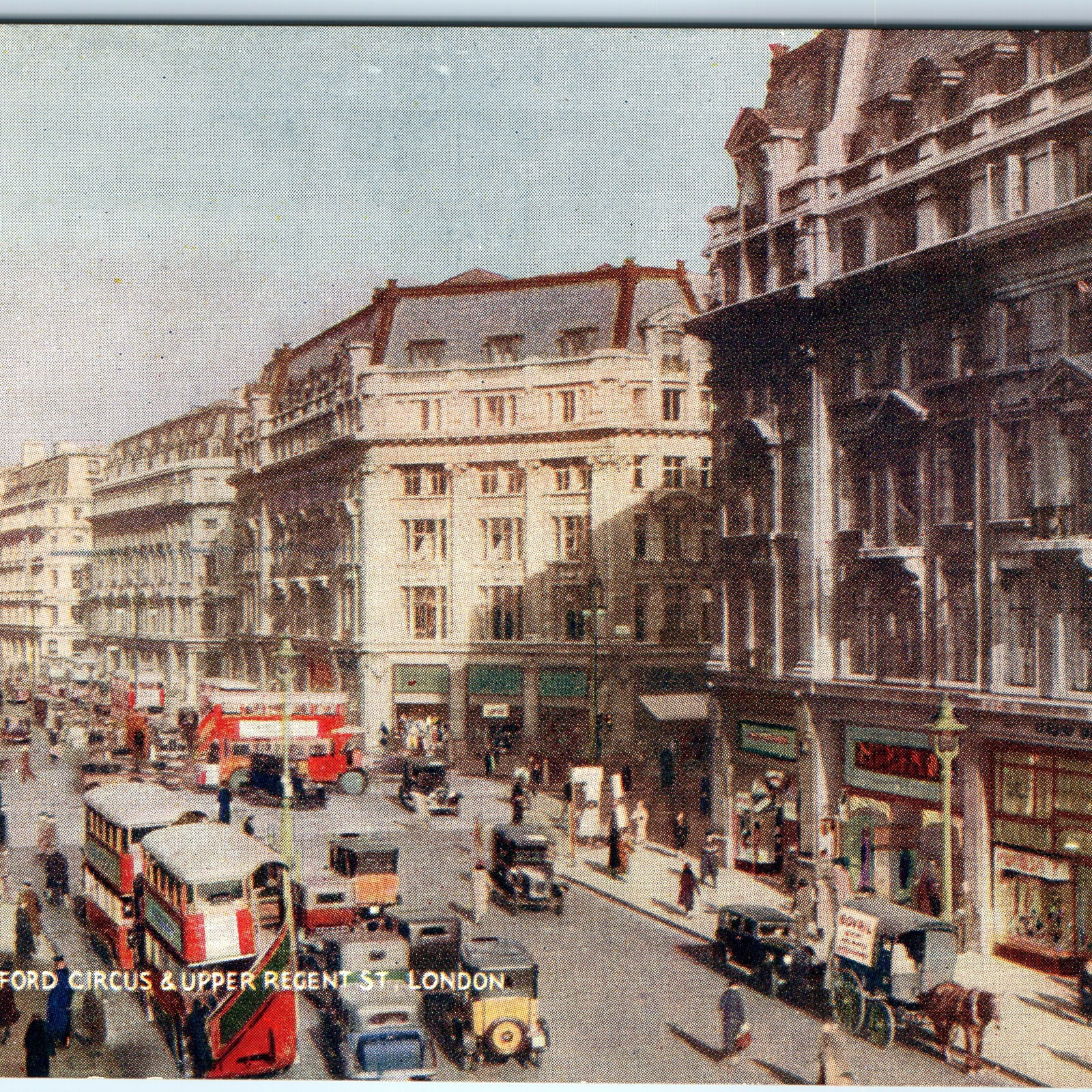 c1930s London, England Oxford Circus Upper Regent St Buses Cars Shops ...