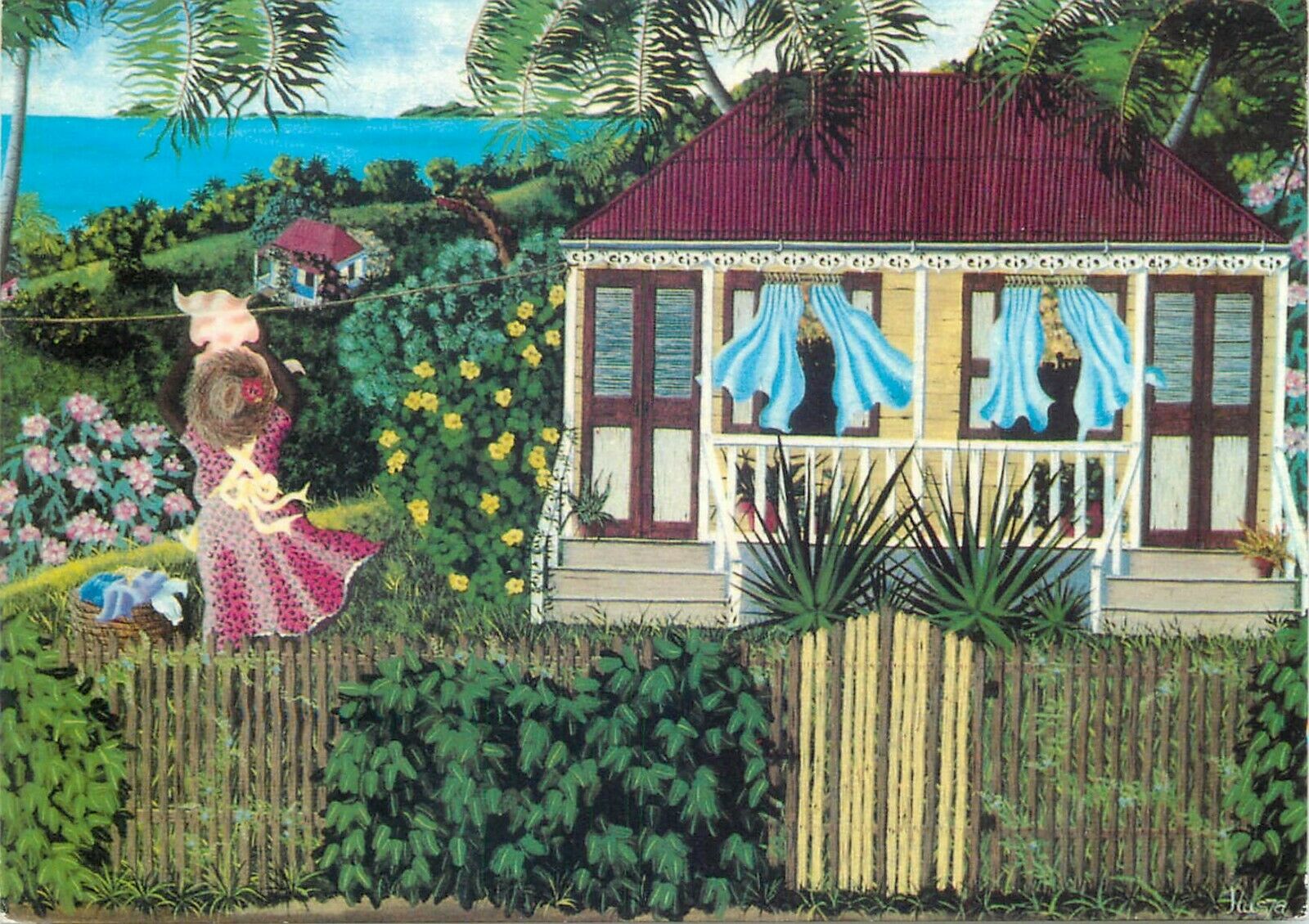 Wash Day a typical Caribbean scene postcard | Latin & South America ...