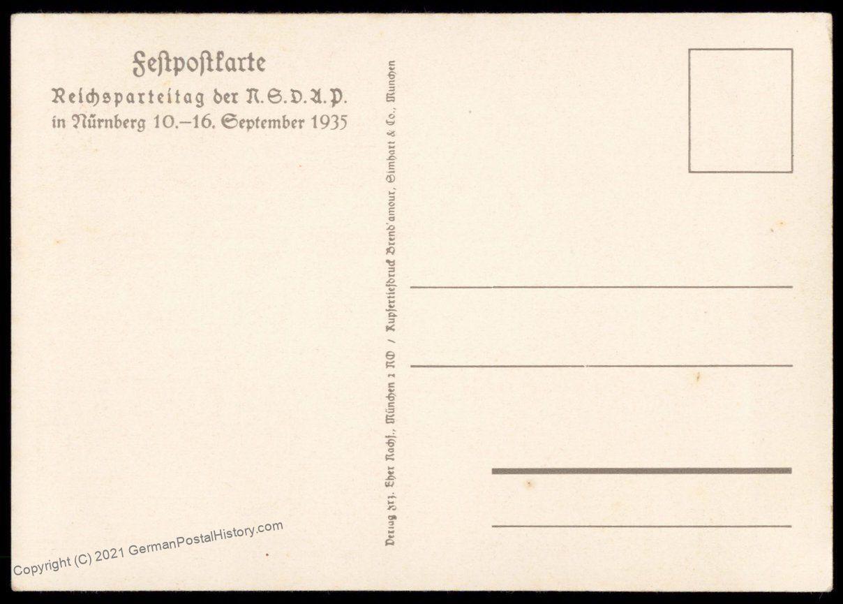 3rd Reich Reichsparteitag 1935 Rally Day Propaganda Card UNUSED 98160 ...