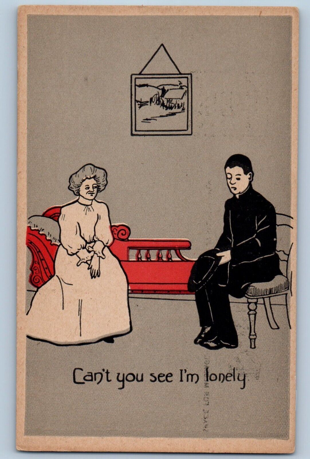 Sad Man Postcard Can't You See I'm Lonely House Interior c1910s ...