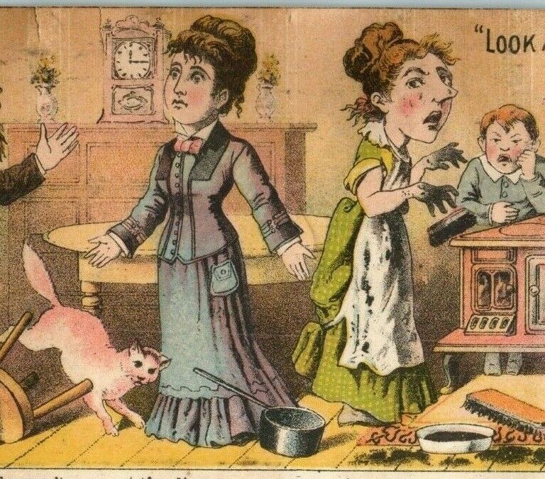 1880's-90's Folder Card E.M Aldrich Rising Sun Stove Polish Comical ...