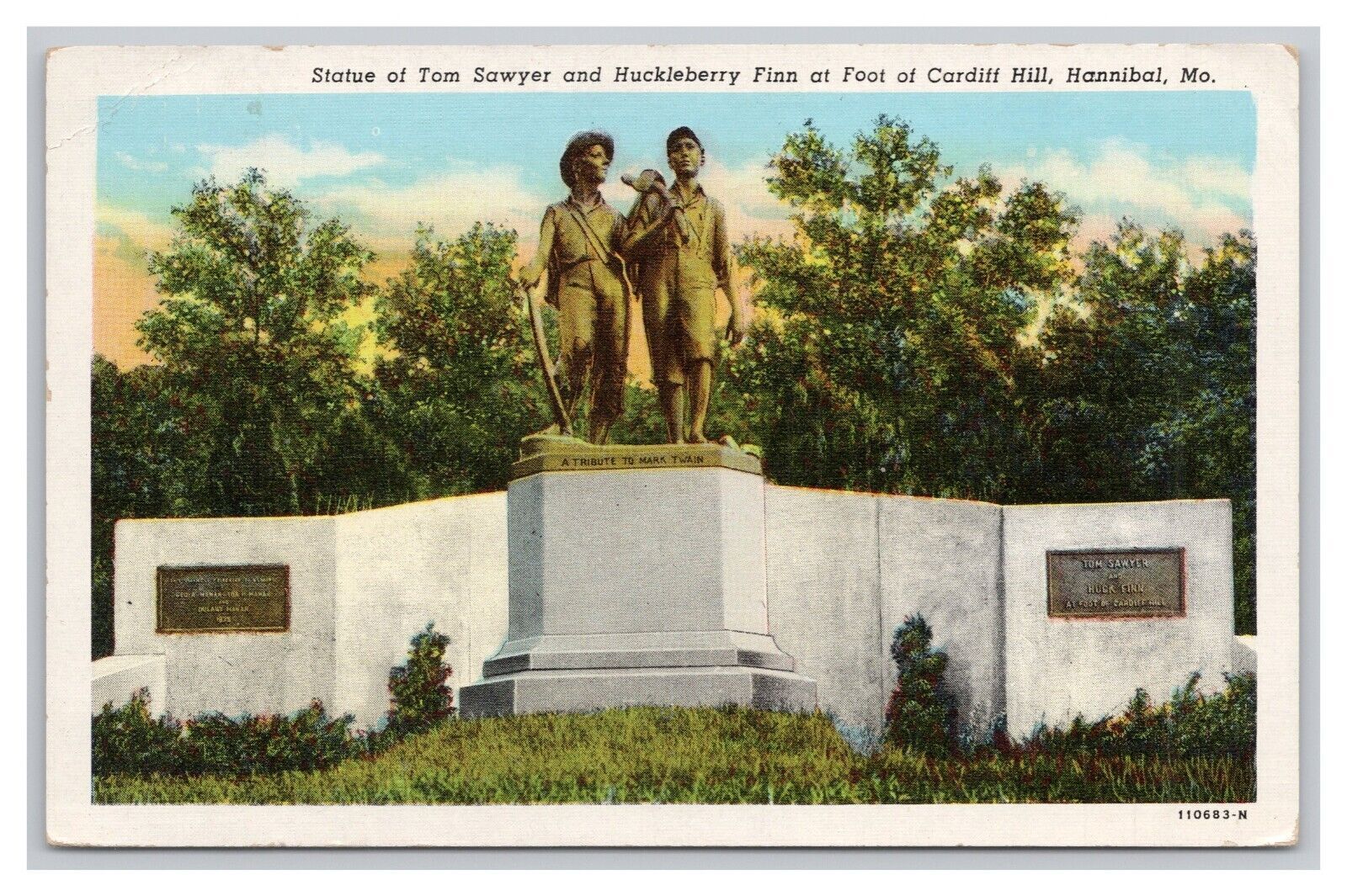 Hannibal Mo. Statue Tom Sawyer & Huckleberry Finn Foot Of Cardiff Hill ...