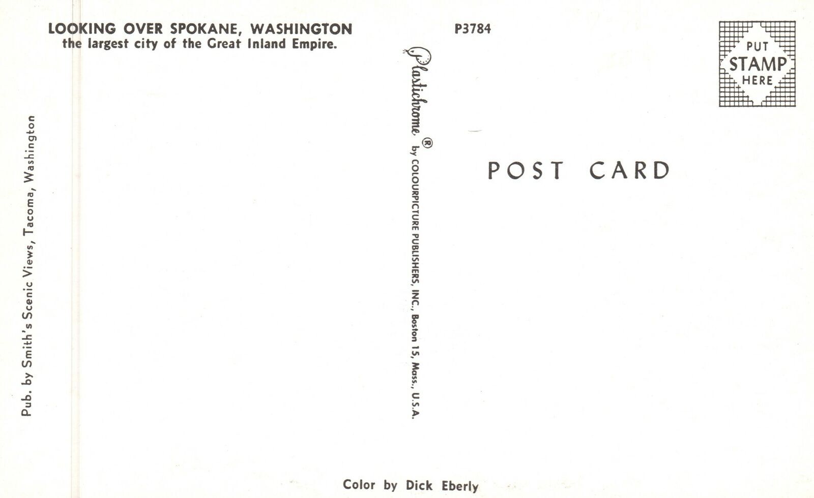 Vintage Postcard Largest City Great Inland Empire Looking Over Spokane ...