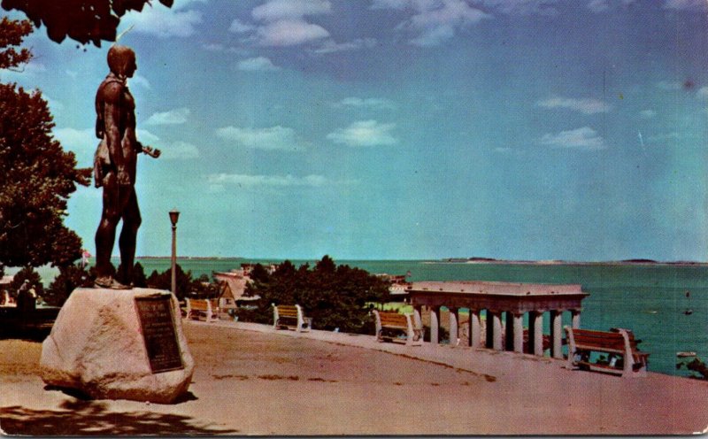 Massachusetts Plymouth Statue Of Massasoit and Portico Over Plymouth ...