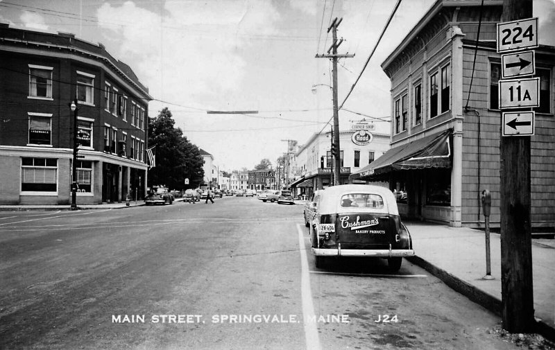 Springvale ME Main Street Cushman's Bakery Auto Storefronts, Real Photo ...