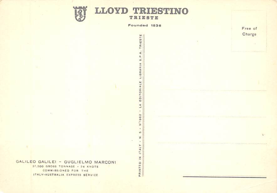 Galileo Galilei Guglielmo Marconi Lloyd Treistino Ship Line Ship ...