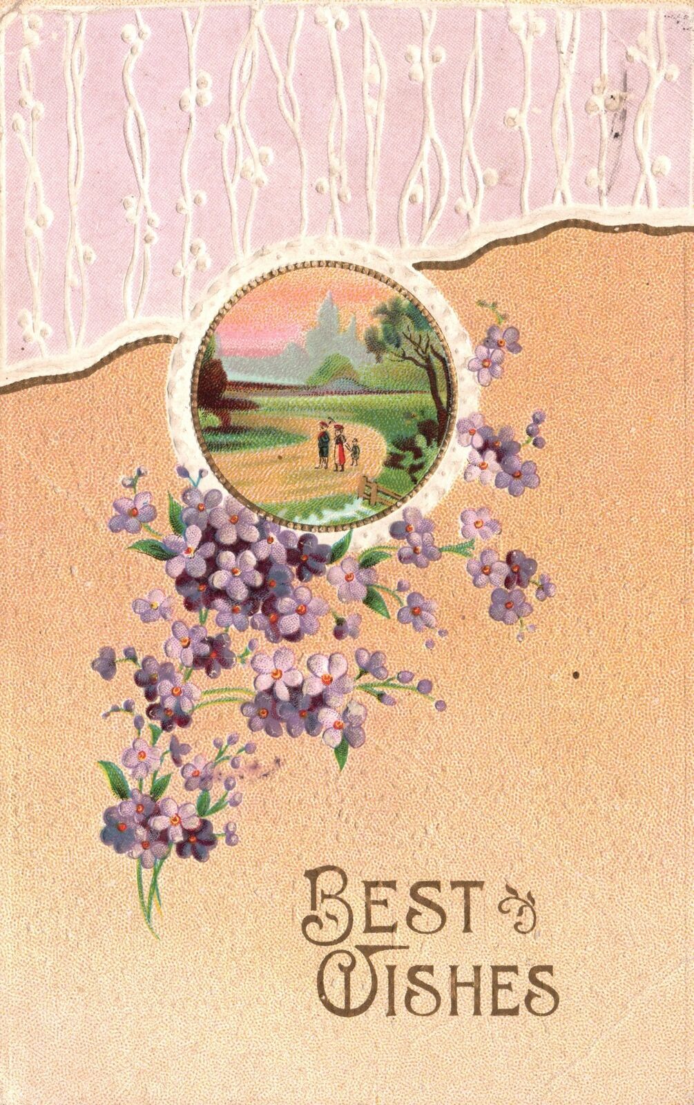 Vintage Postcard 1912 Best Wishes Landscape Design With Tiny Petals ...