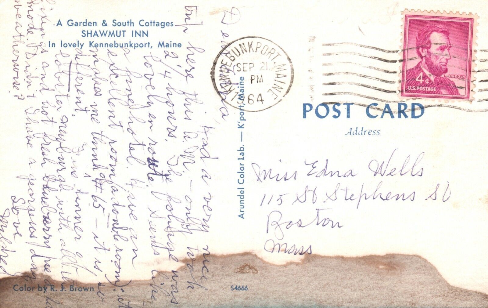 Vintage Postcard 1964 Garden & South Cottages Shawmut Inn Kennebunkport ...