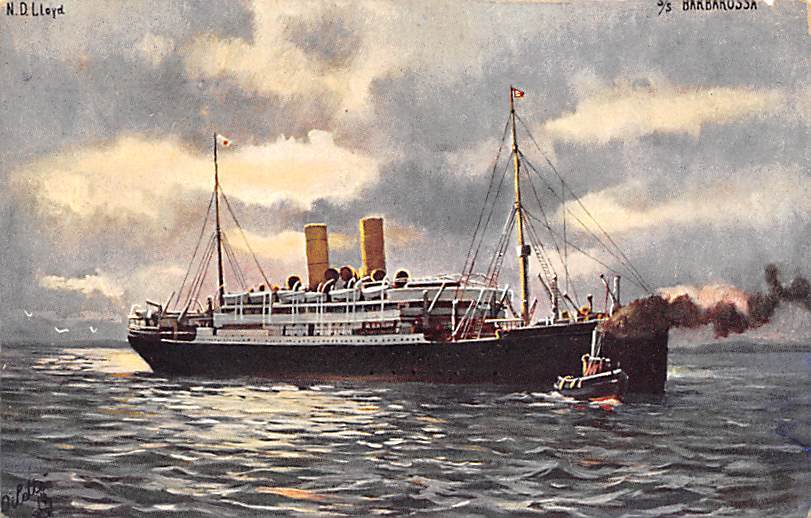 SS Barbarossa Norddeutscher Lloyd Ship | Topics - Other, Postcard ...