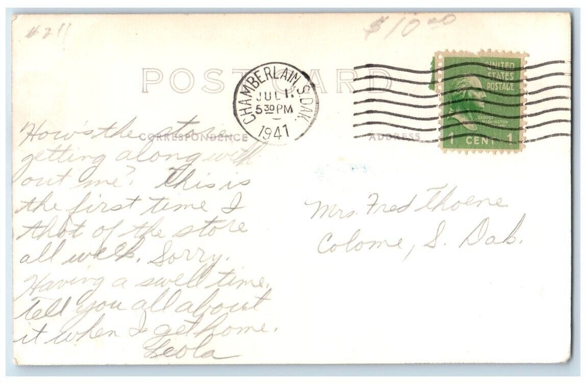 1941 Mineral Springs Swimming Pool Fountain Chamberlain SD RPPC Photo ...