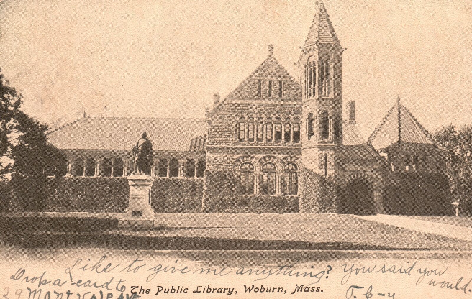 Vintage Postcard 1909 View of Public Library Woburn Massachusetts MA ...