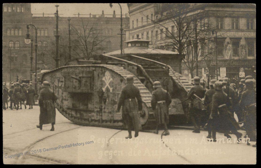 Germany 1919 Revolution Berlin Freikorps Panzer Tank vs Spartakisten ...