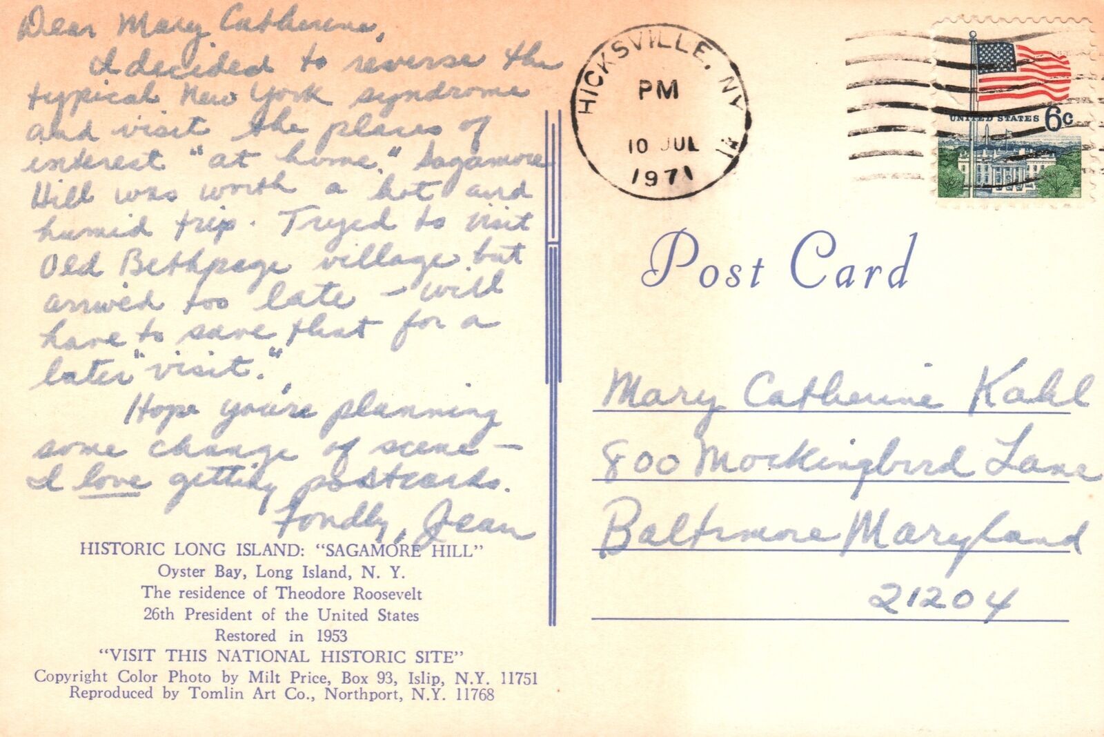 Vintage Postcard 1971 Historic Sagamore Hill Oyster Bay Long Island New ...