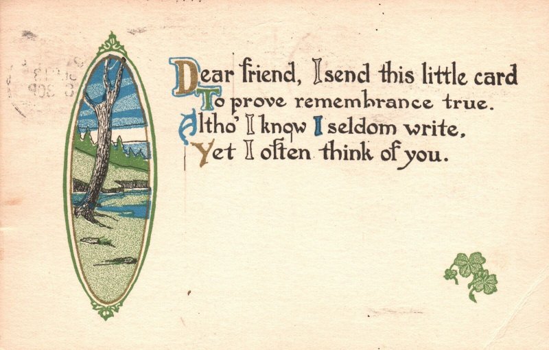 Vintage Postcard Greetings And All Good Wishes Friendship Remembrance ...