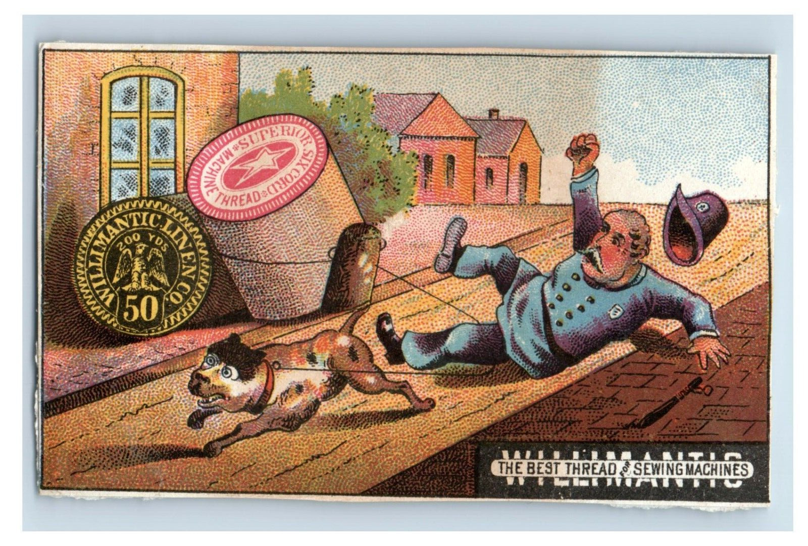 1880s-90s Willimantic Spool Thread Comical Police Officer & Bulldog ...