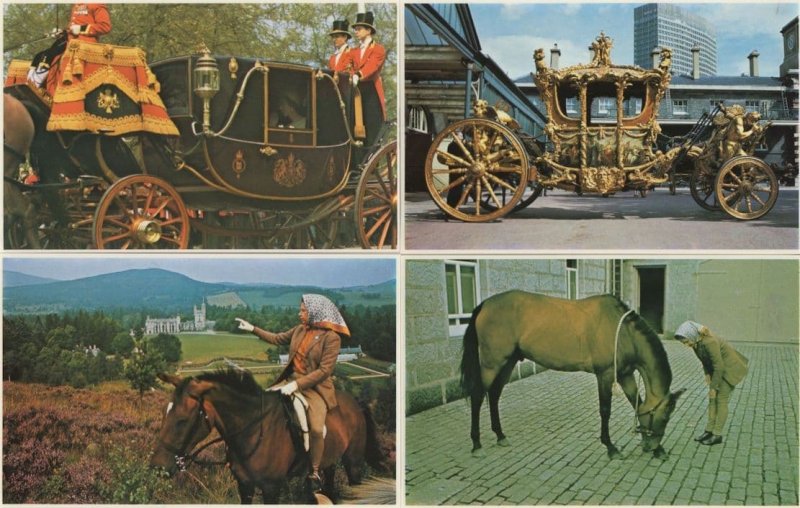 Queen Elizabeth II Royal Coach & Horses Transport 4x Postcard s ...