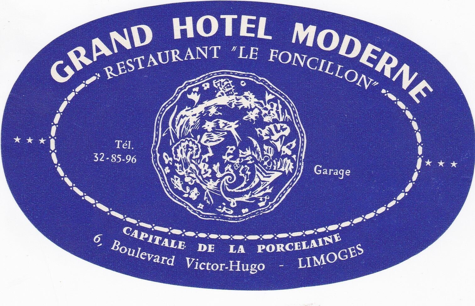France Limoges Grand Hotel Moderne Vintage Luggage Label lbl0886 ...