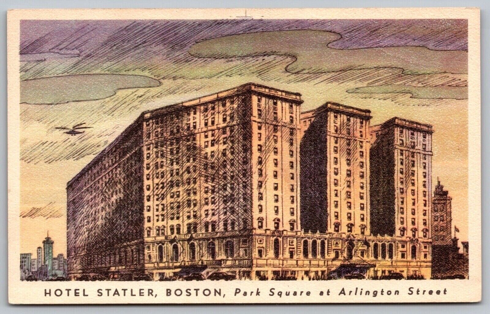 Boston Massachusetts Hotel Statler Downtown Streetview WB UNP PC ...