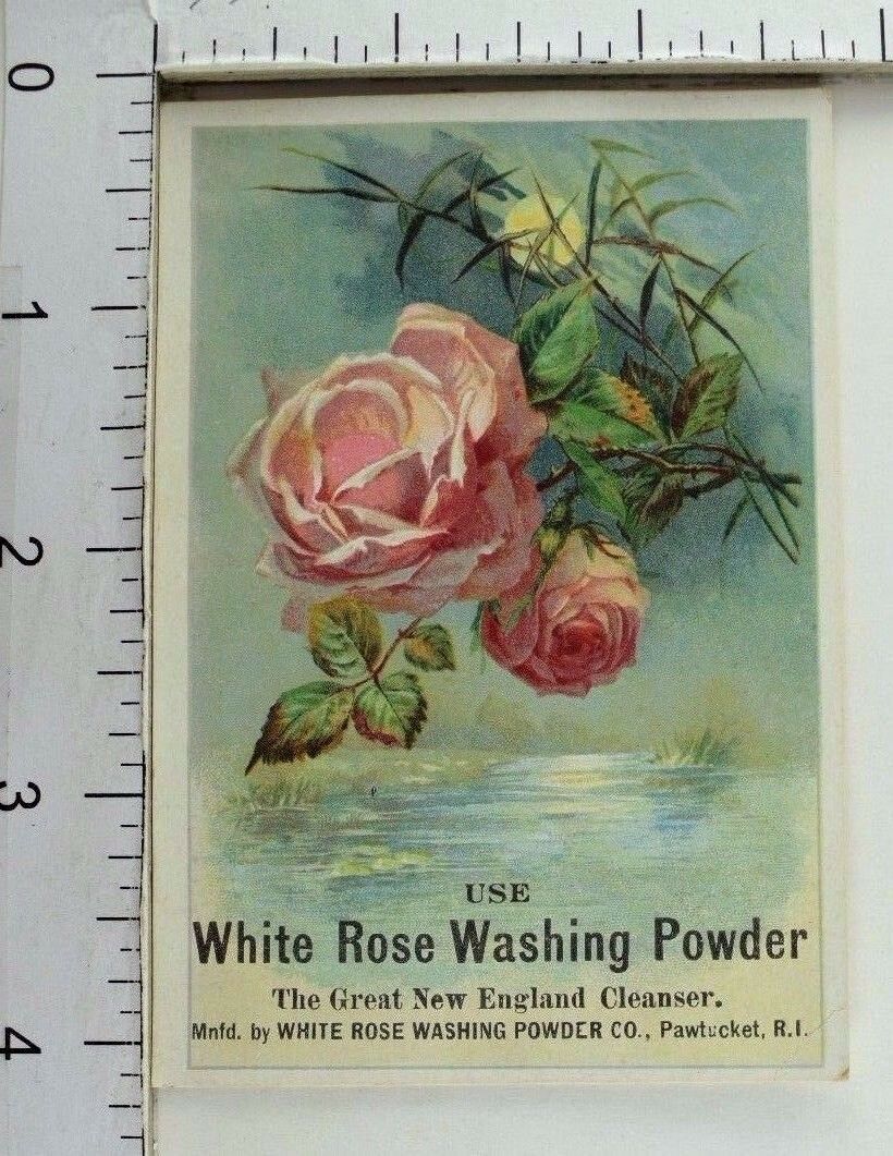 1870's-80's White Rose Washing Powder Pink Roses Night Scene Lake Moon ...