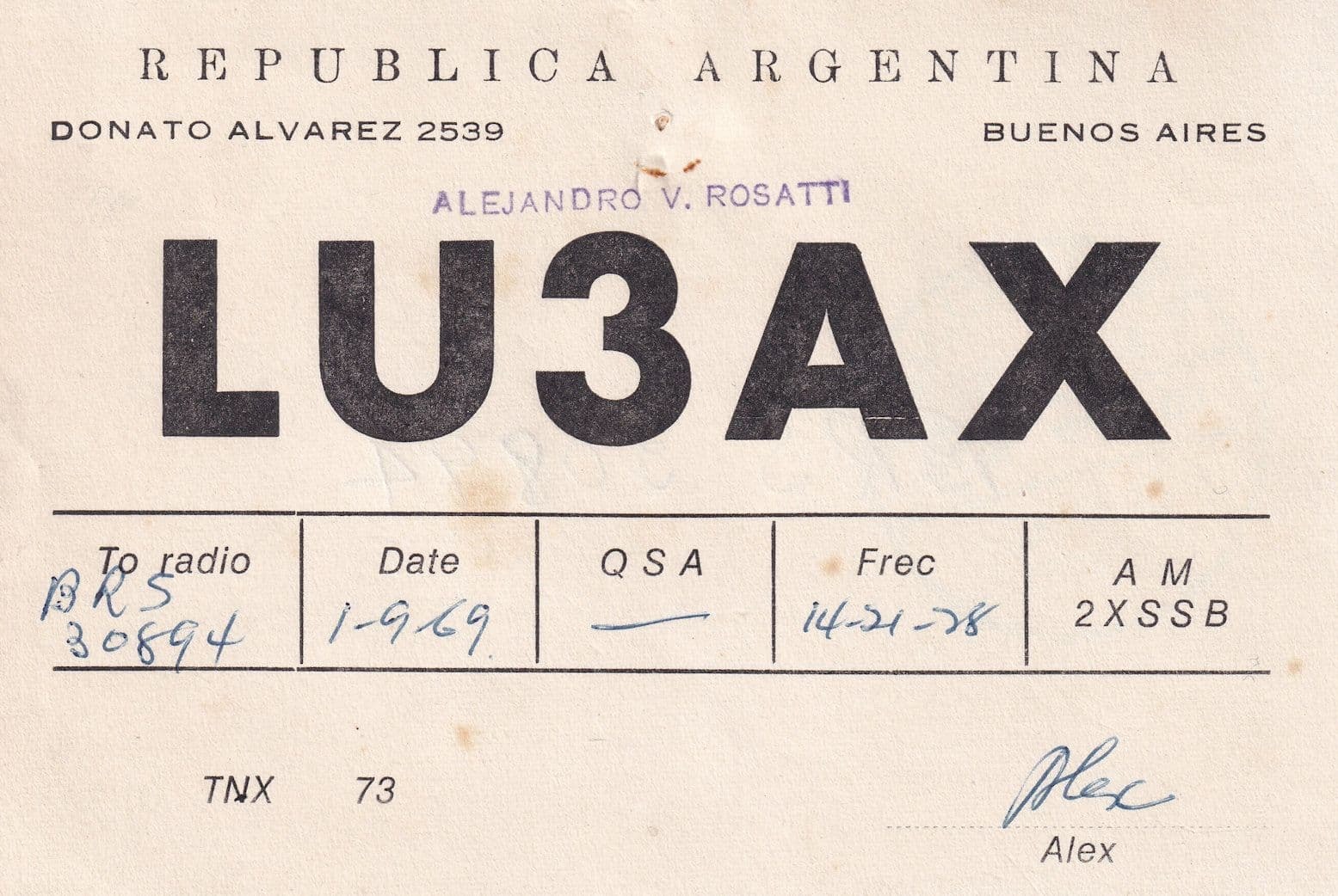Buenos Aires Argentina 1960s Old QSL Amateur Radio Card Receipt ...