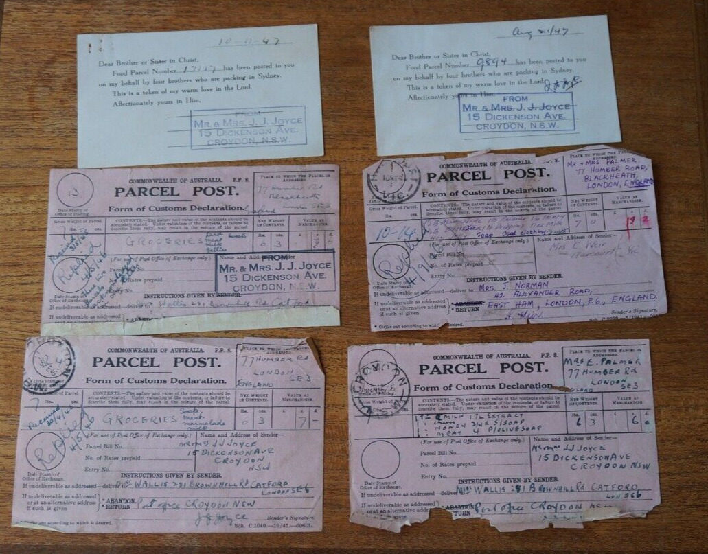 Australian Customs Declaration forms for sending Post War Gifts to UK ...